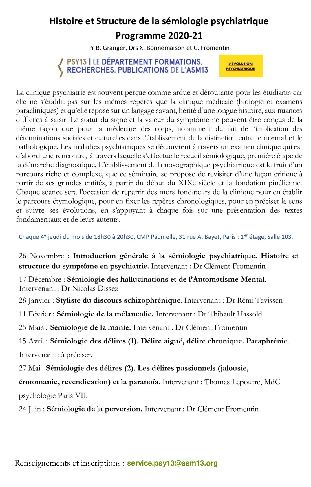 Sémiologie des hallucinations et de l’Automatisme Mental par Nicolas ...